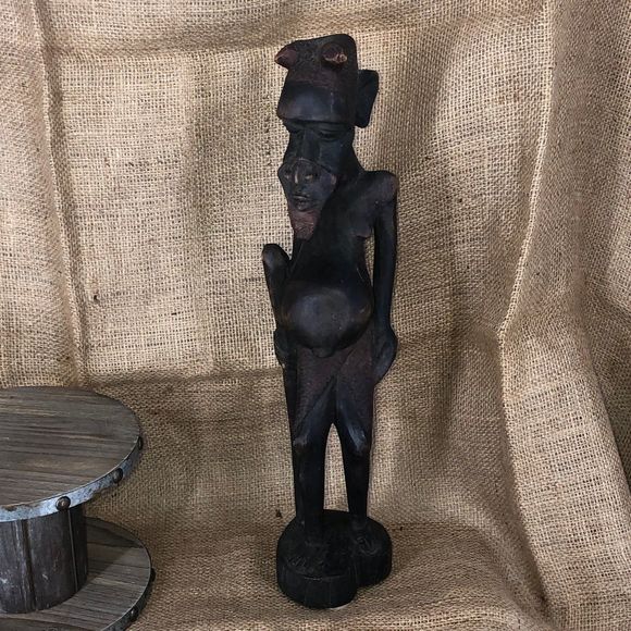 Art | Vintage African Handcarved Folk Art Tribal Man With A Cane ...